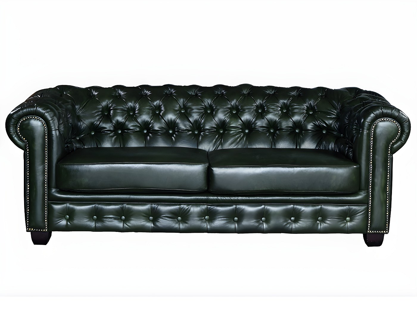 Canapé chesterfield 3p 100% cuir de buffle Vert BRENTON