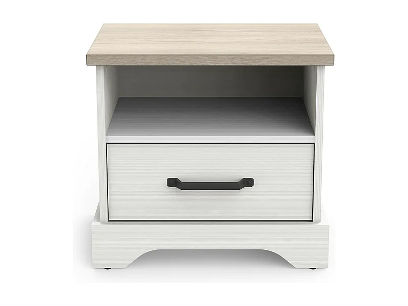 Nachttisch mit 1 Schublade und 1 Nische, weiß, Cottage - L47,3 cm