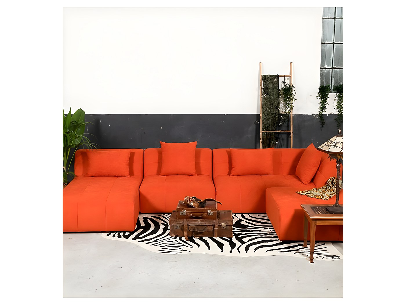 Sofá Convertible 5 plazas - Naranja - Pogo Concept Bronx