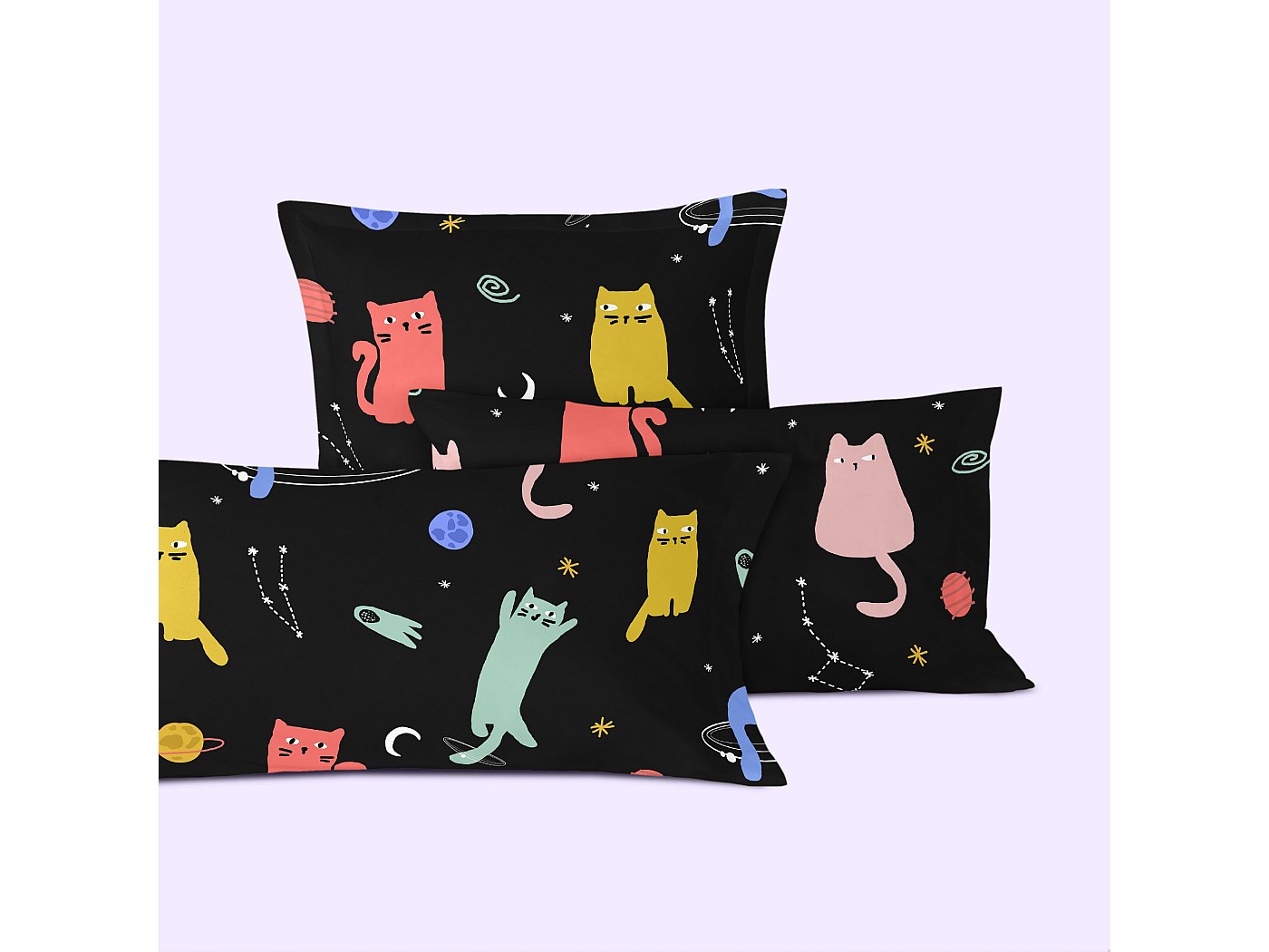 Taie d'oreiller 45x125 cm Cosmic cats