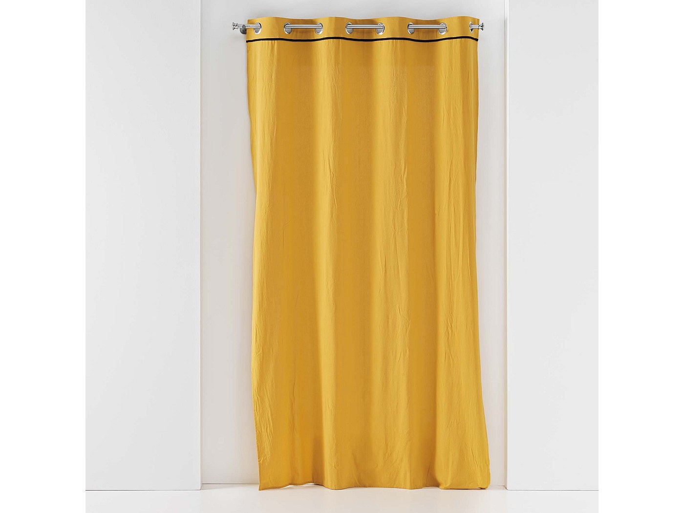 Rideau a oeillets voile coton lave 135 x 240 cm Lanette jaune