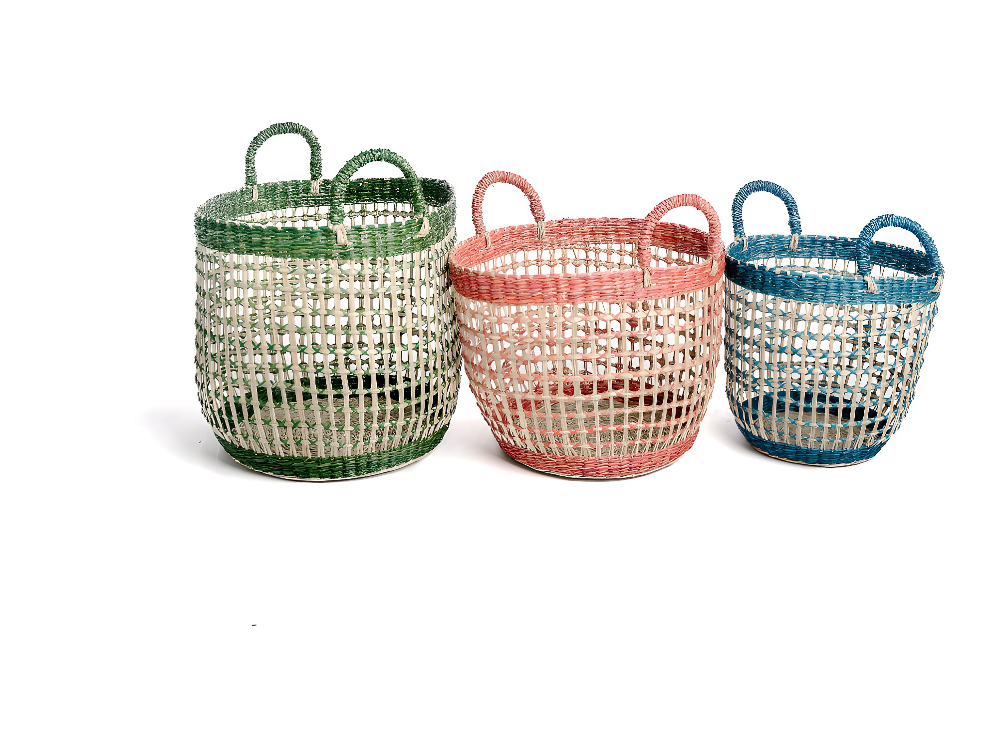 Paniers De Rangement Tressés Rond Naturel En Jonc De Mer - Lot de 3