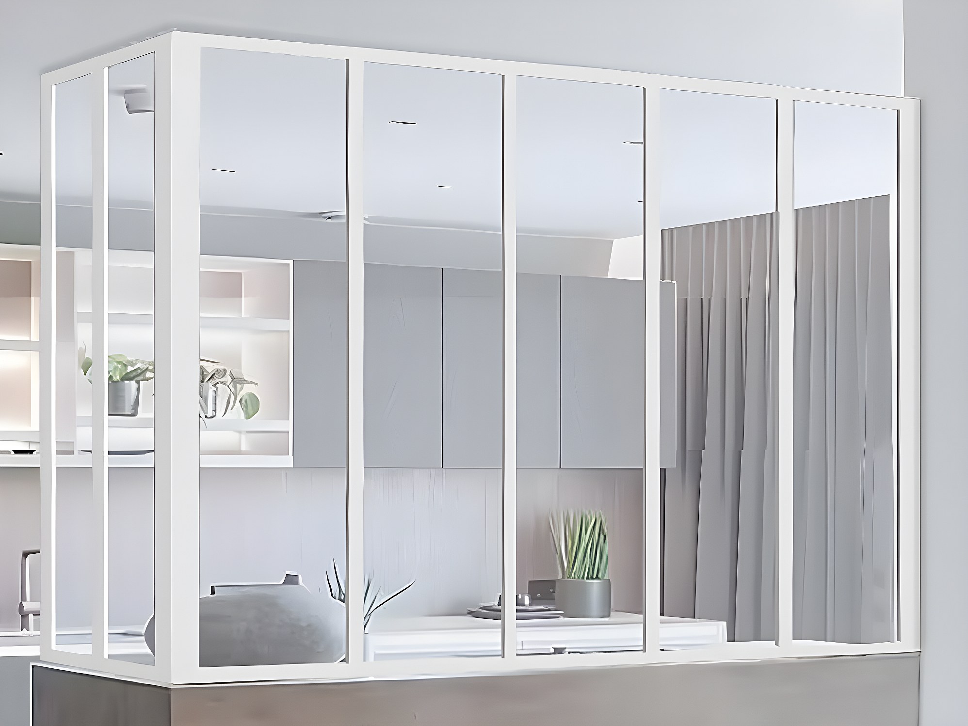 Vetrata angolare L150 x L60 x H130 cm Alluminio termolaccato Bianco ...