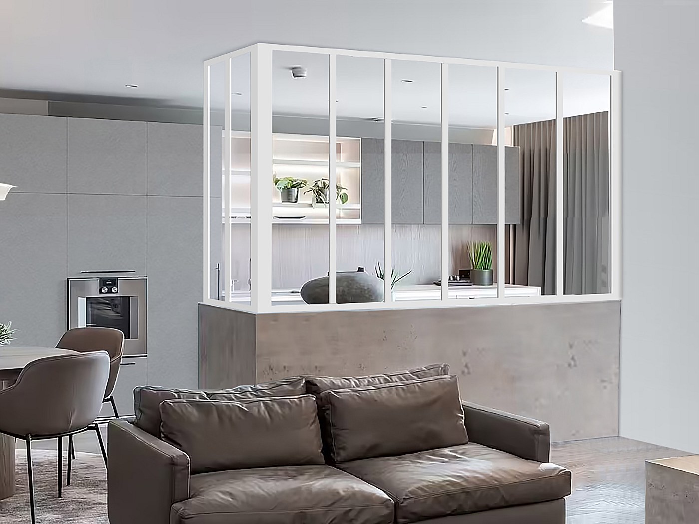 Vetrata angolare L180 x L60 x H130 cm Alluminio termolaccato Bianco ...