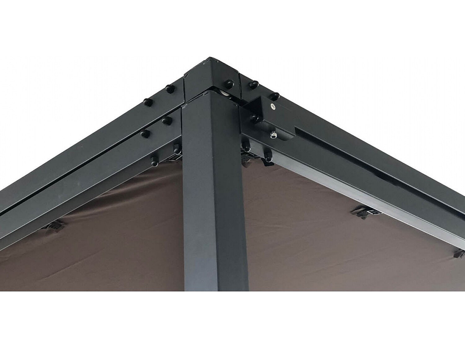 Pérgola corredera de 5,5x2,5 m con ruedas gris y gris topo GIBARA