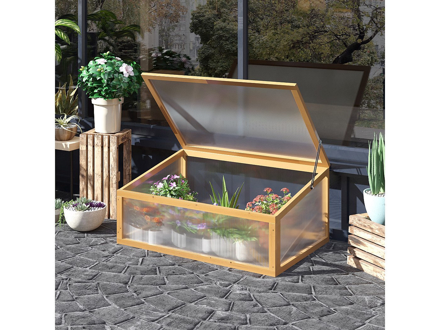 Mini serre de jardin serre à tomates dim. 90L x 60l x 40H cm toit ...