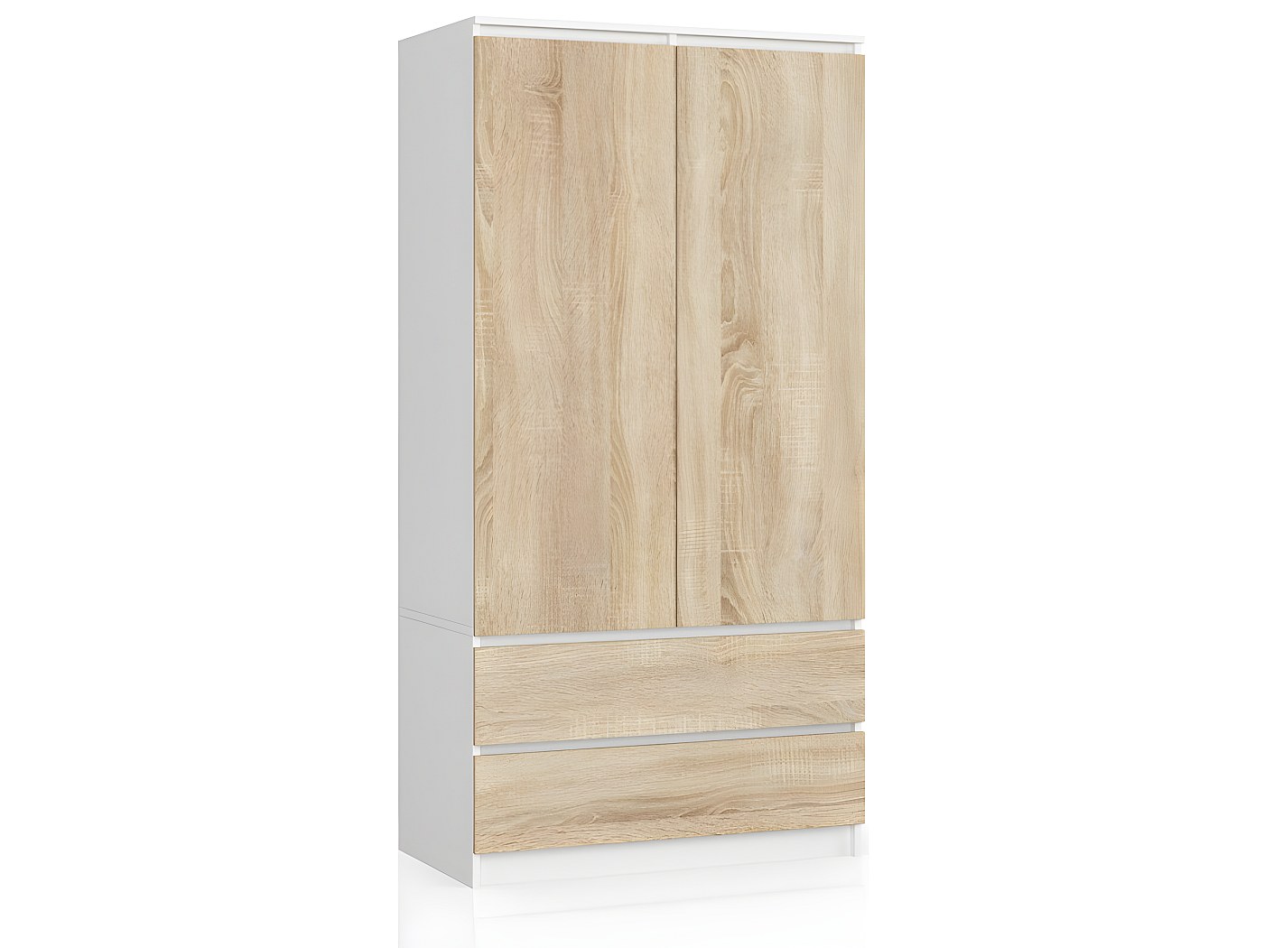 BIANCA - Armoire avec 2 tiroirs - 180x90x51cm - Meuble de rangement ...