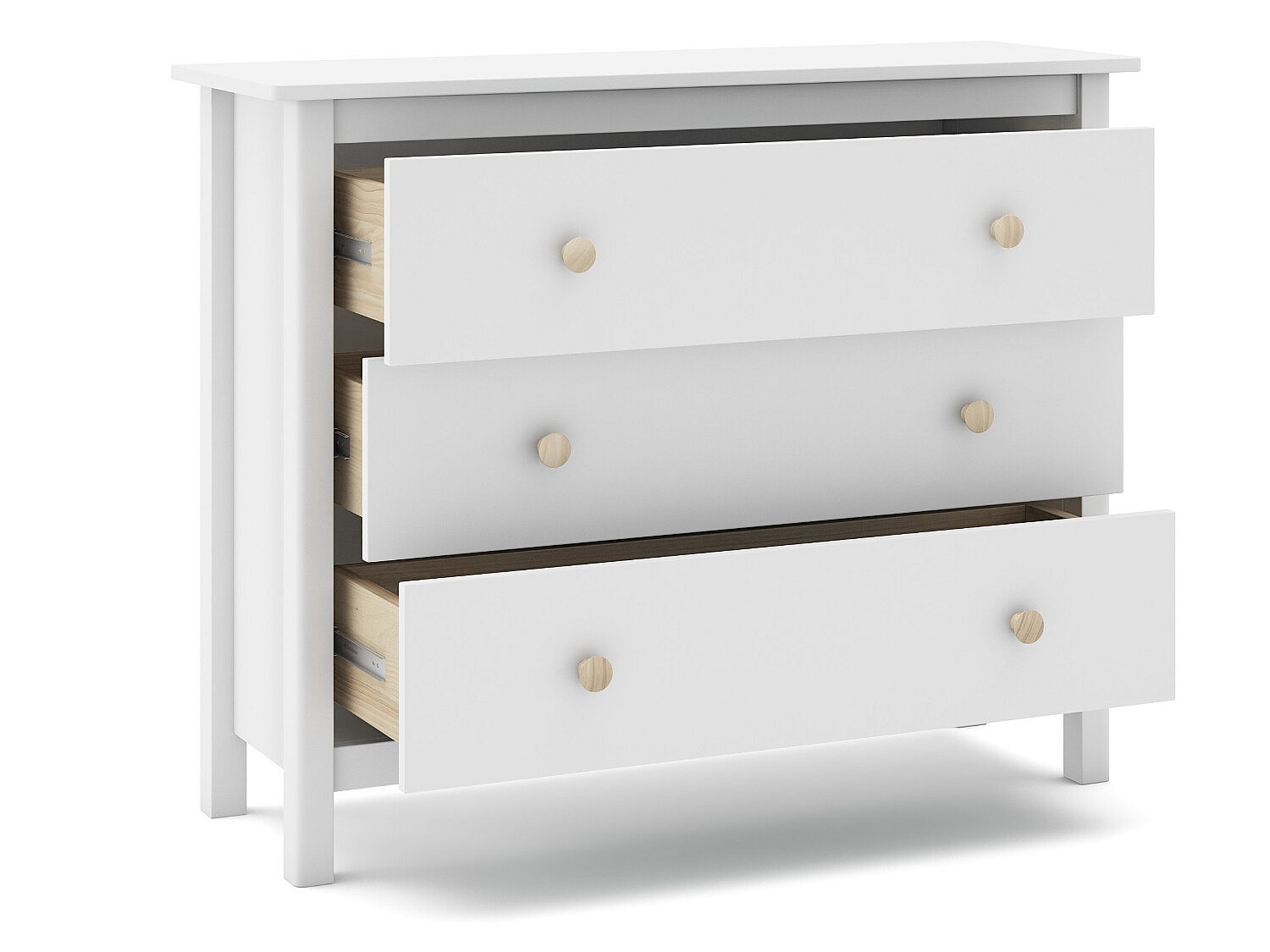 Commode, meuble de rangement en pin coloris blanc - Longueur 100 x ...