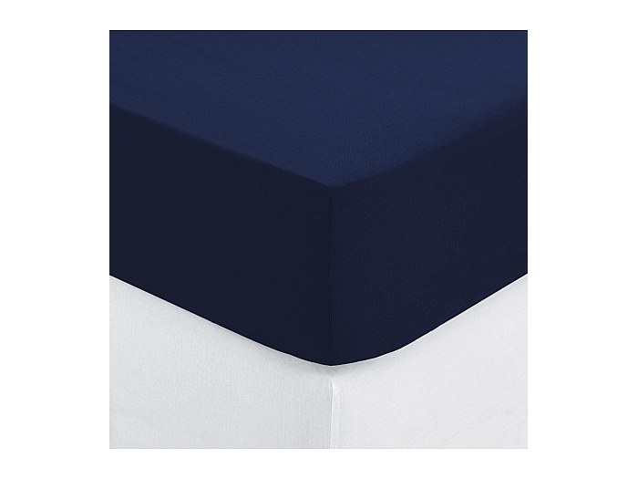 Drap housse 1 Personne en Coton Bleu encre 90 x 190 cm