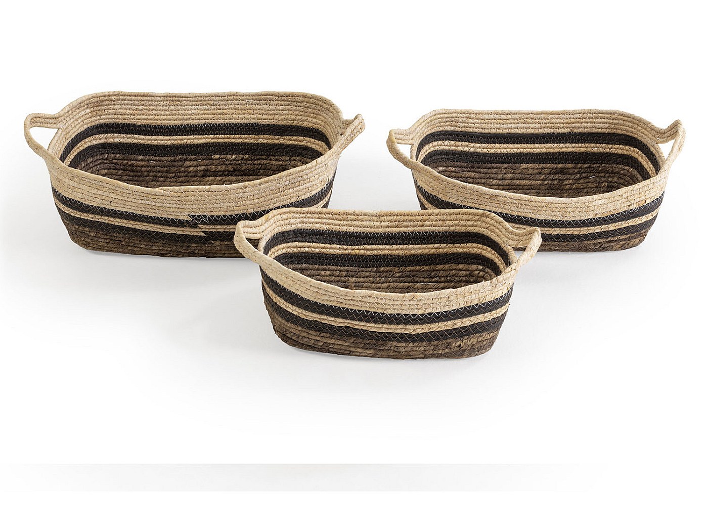 Set van 3 manden Luar van natuurlijke vezels en papier, bruin/beige met ...