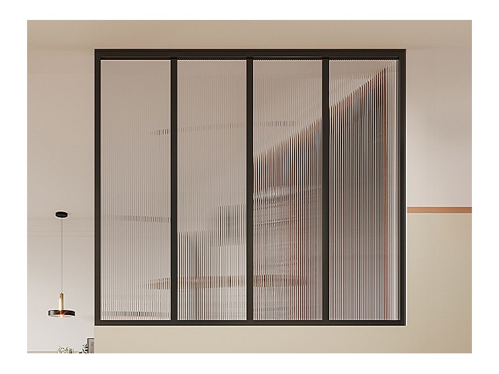 Cristalera atelier de aluminio termolacado y vidrio templado texturizado 120x105 cm negro VIETRA