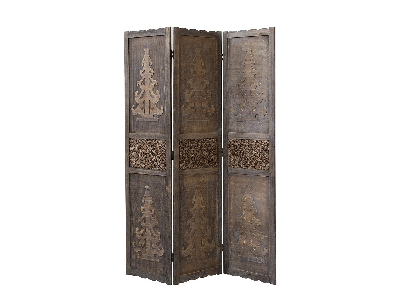 Paravent 3 pans en bois marron haute qualité 170x120 cm pliable PAR06077