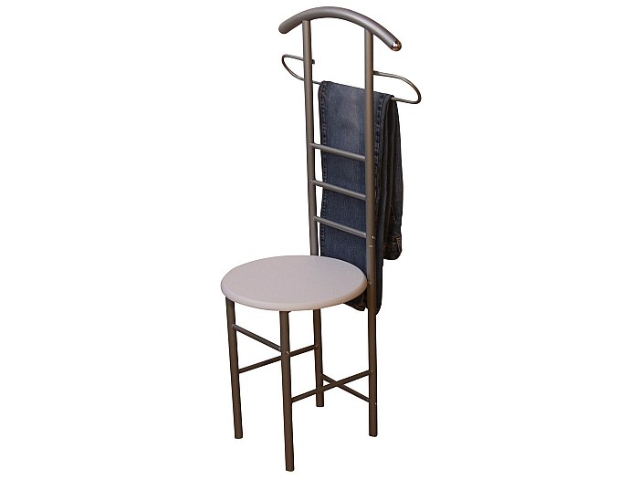 Chaise de chambre / valet de nuit portant en acier et MDF couleur blanc ...