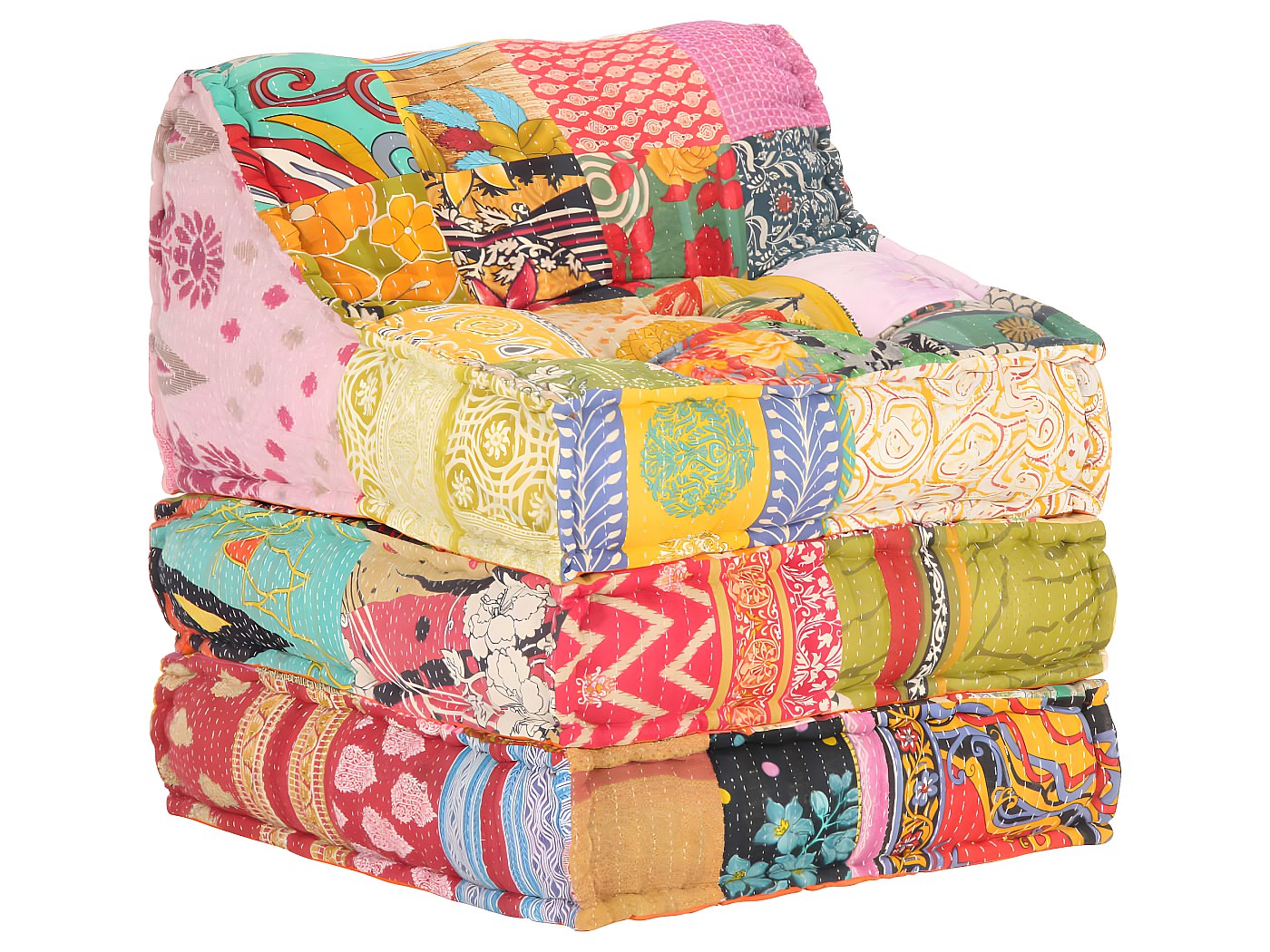 Coussin de sol pouf modulaire chaise longue en tissu Patchwork 60x70x76 ...