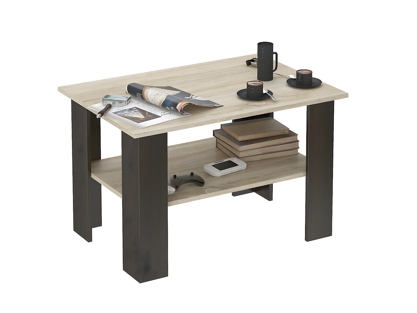 OSLO 1| Table basse contemporaine salon/bureau avec tablette 80x60x55 ...