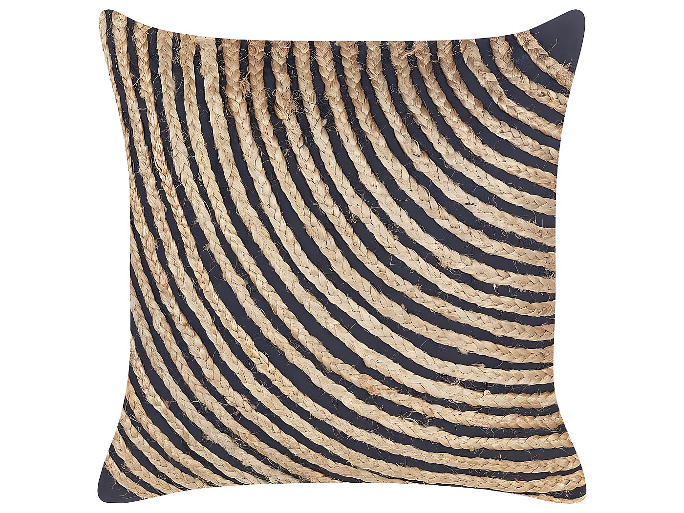 Cojín de algodón/yute natural/beige/negro 45 x 45 cm BERGENIA