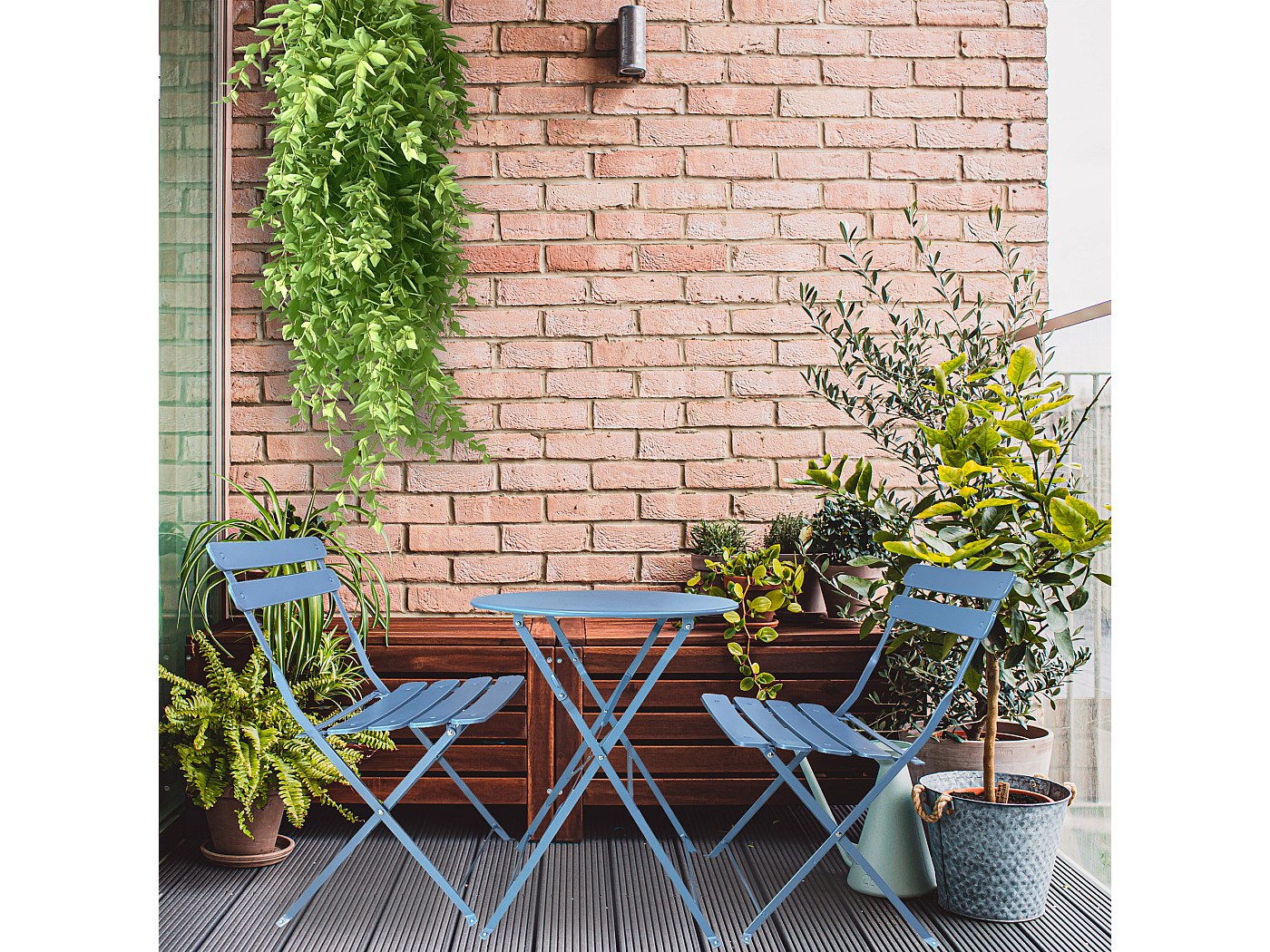 Ensemble de Table et Chaises de Jardin pour Extérieur Acier Bleu Clair