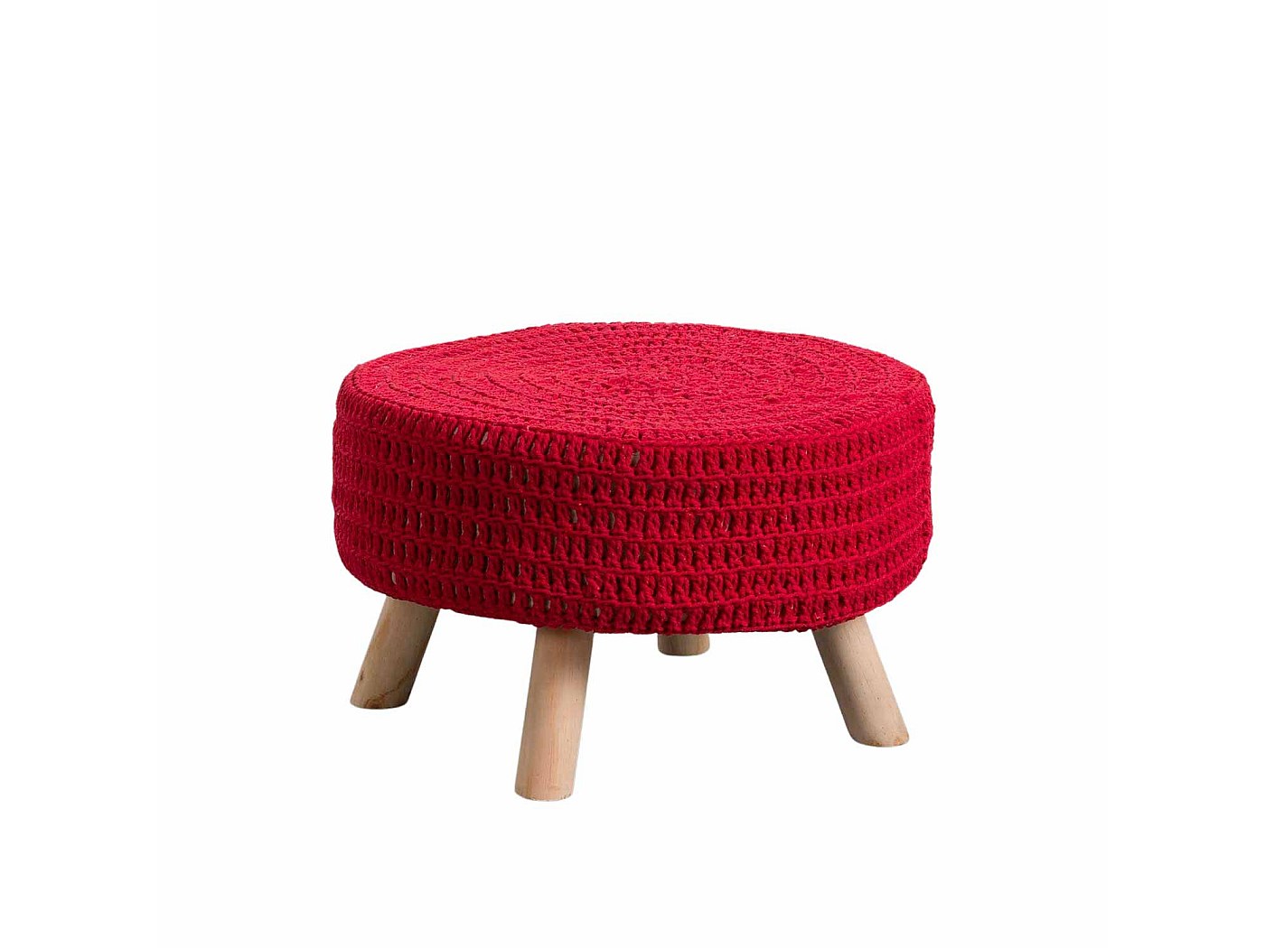 Rond Puff Baris Rouge 49x30cm Thinia Home