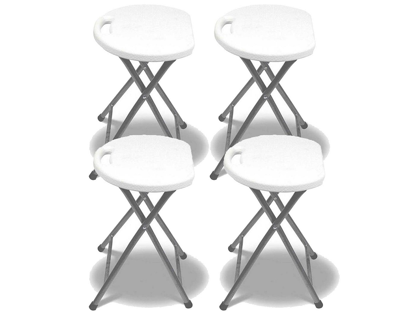 Pack 4 Taburetes Plegables de Resina y Acero 31x45cm Blancos 7house