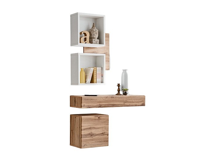 Halmeubel TORTH 3 – Complete set – Kleur eiken en wit – Modern en ...