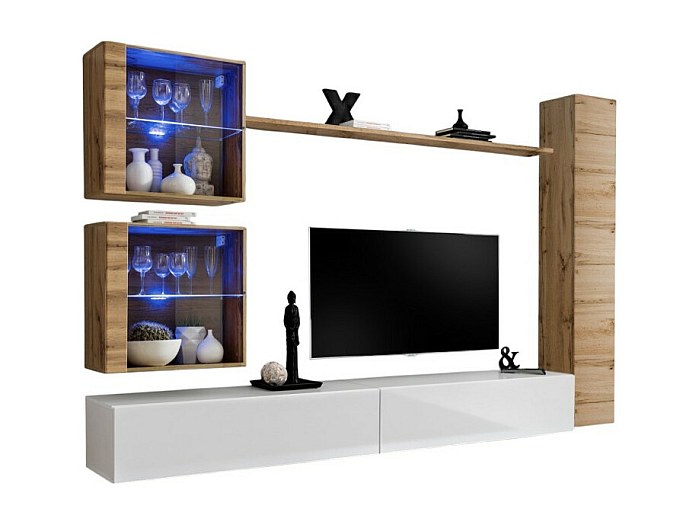 Mobile da salotto a parete SWITCH XVIII design, colori bianco lucido e ...