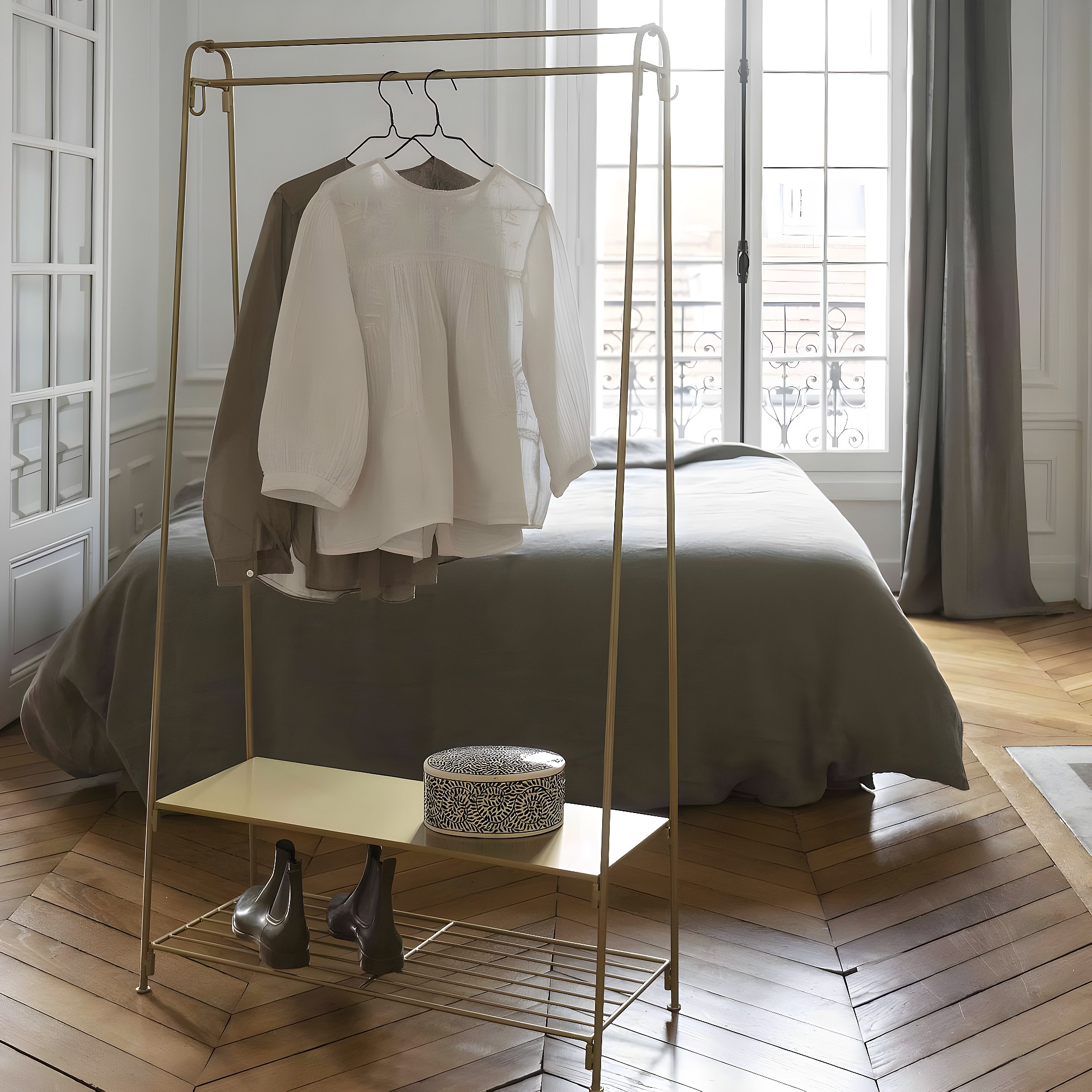 Portant en métal double étagère