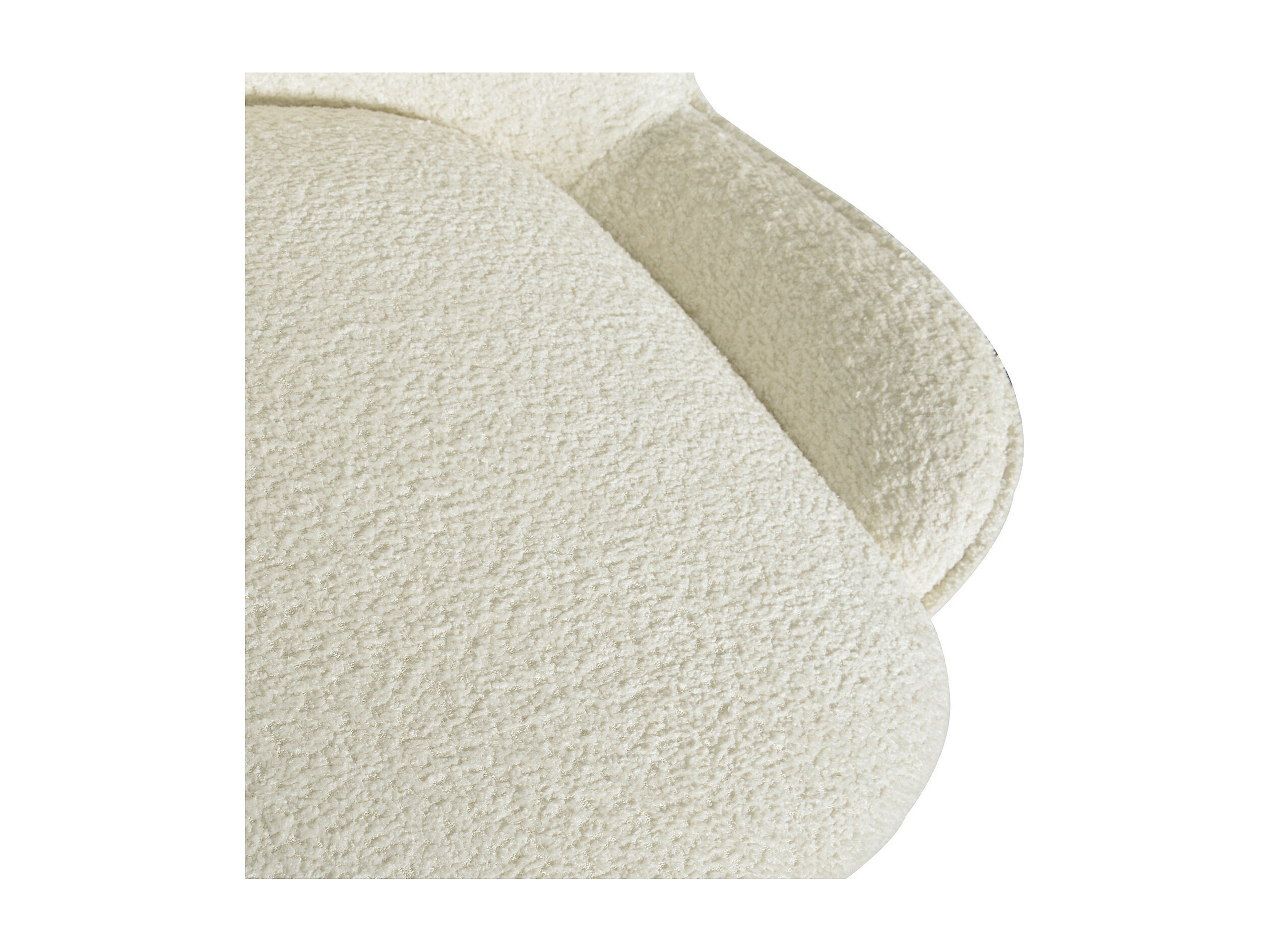 ALVIN - Fauteuil lounge tissu laine bouclée Écru et métal doré brossé