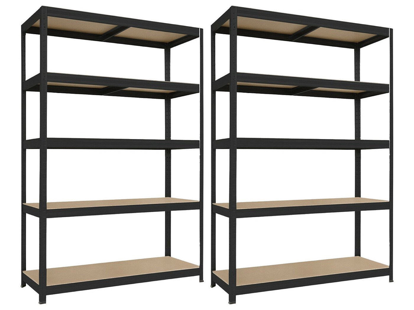 Pack 2 Estanterías Modulares Negras con 5 Baldas Ajustables ...
