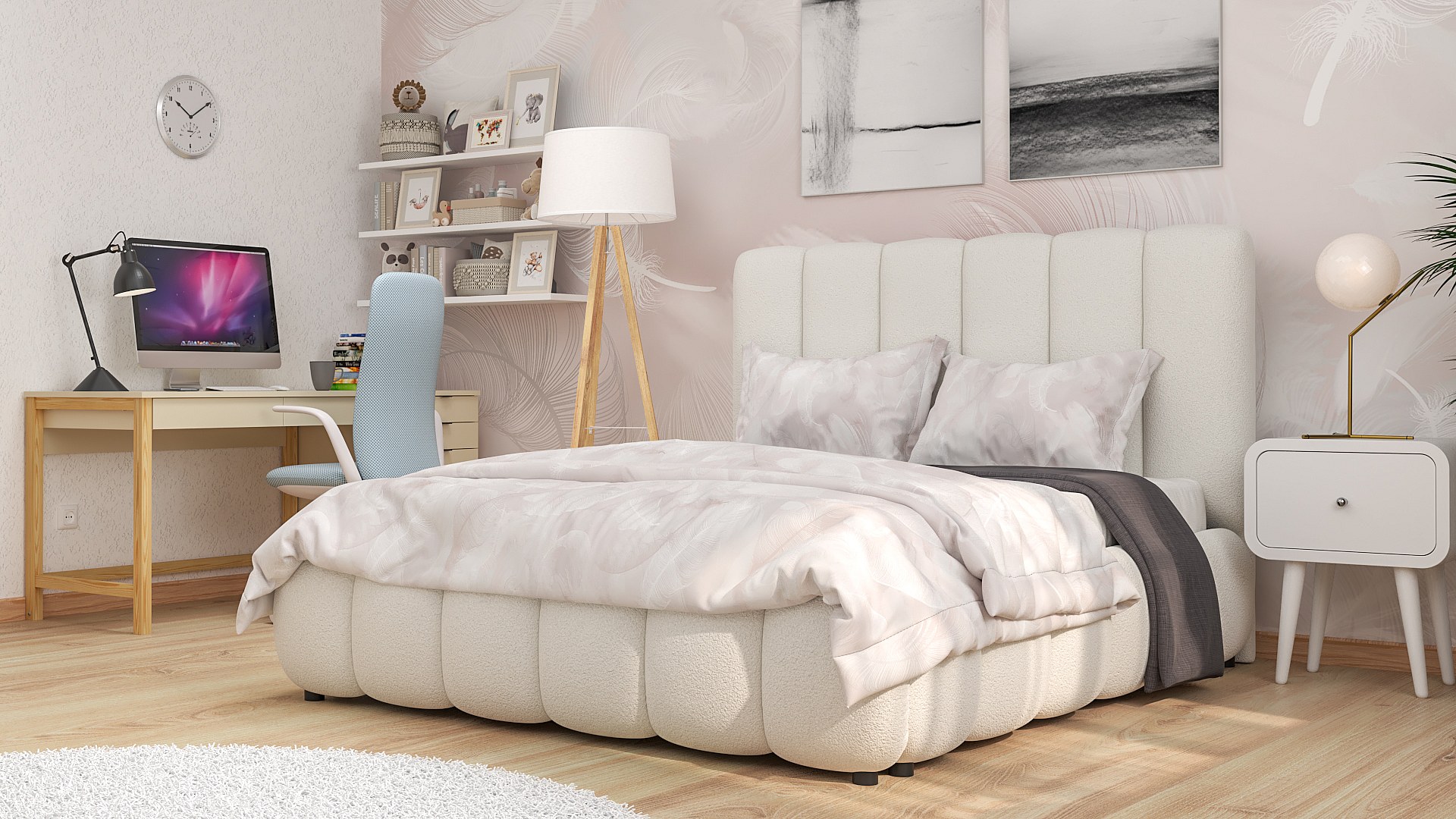 Lit ado moderne Rico 160x200 cm Blanc