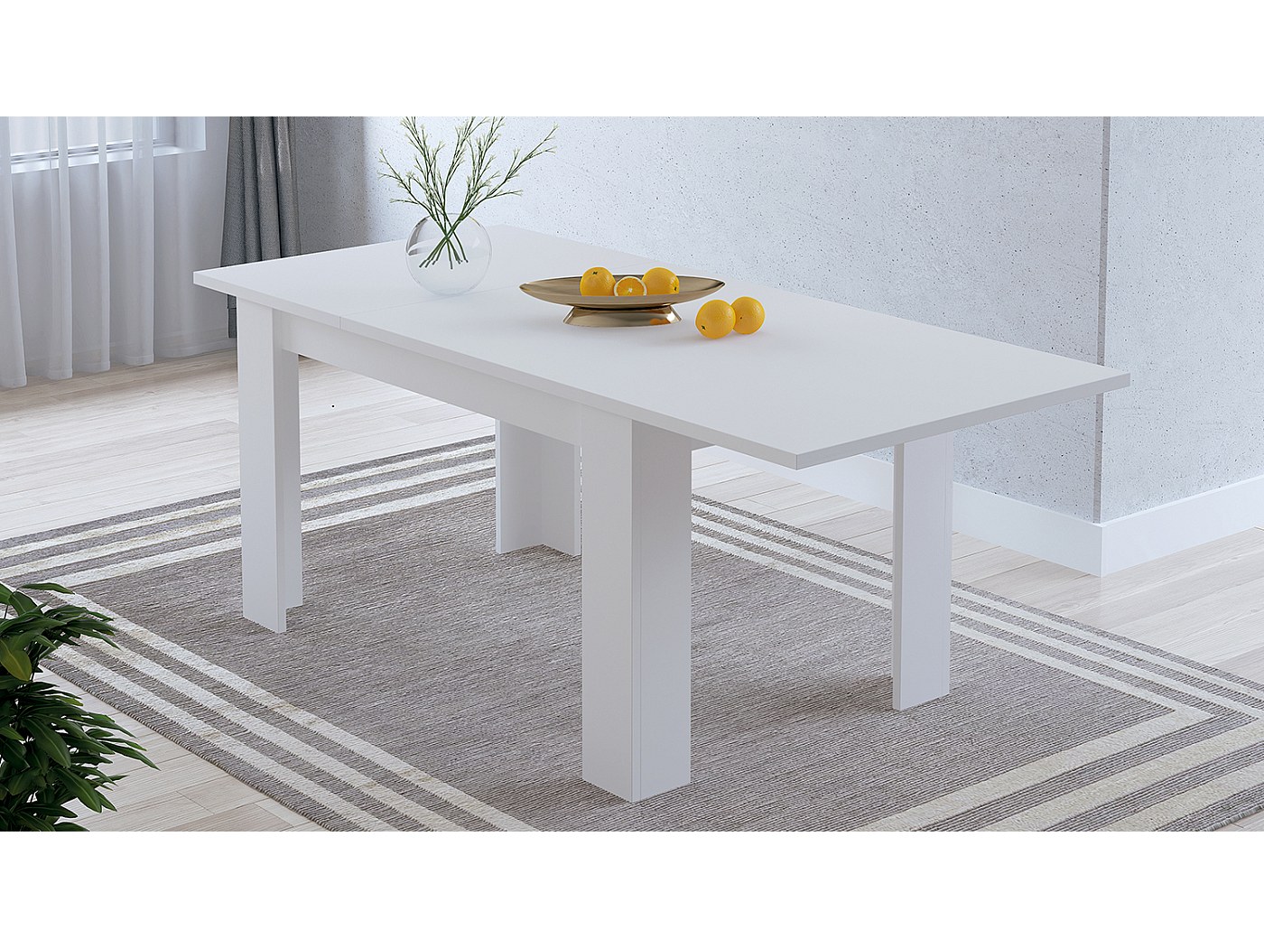 Table de salle à manger extensible rectangulaire coloris coloris blanc ...