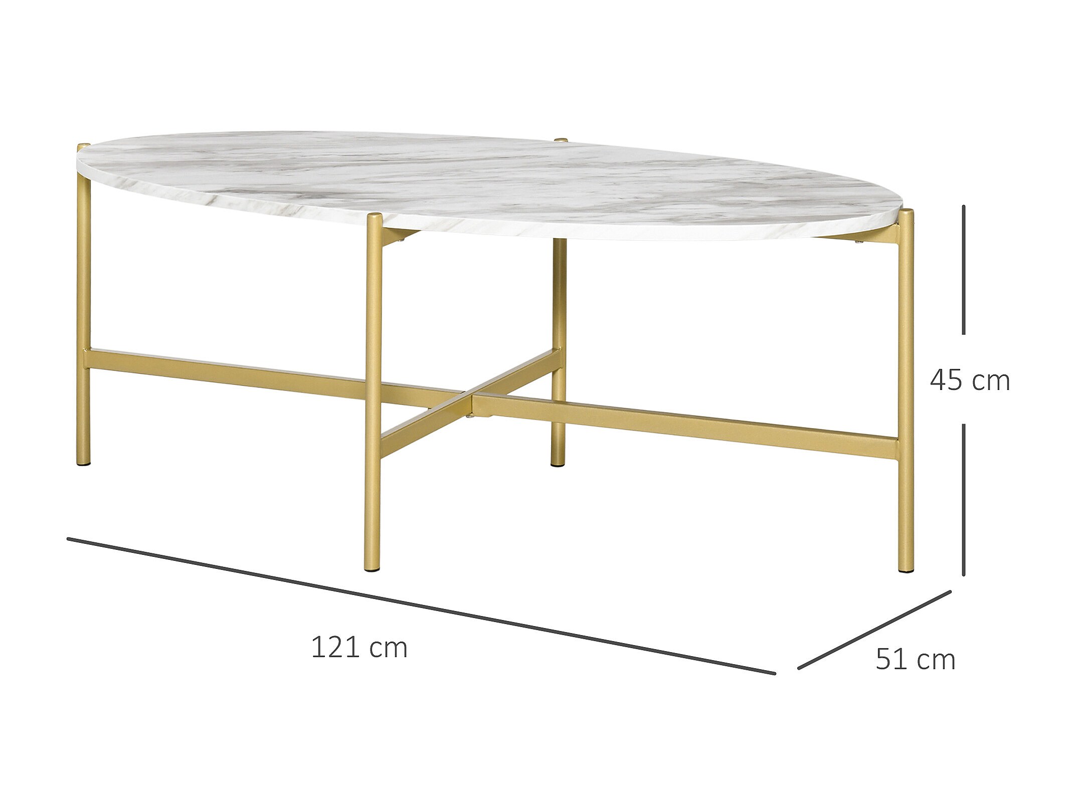 Table basse ovale design style art déco dim. 121L x 51l x 45H cm ...
