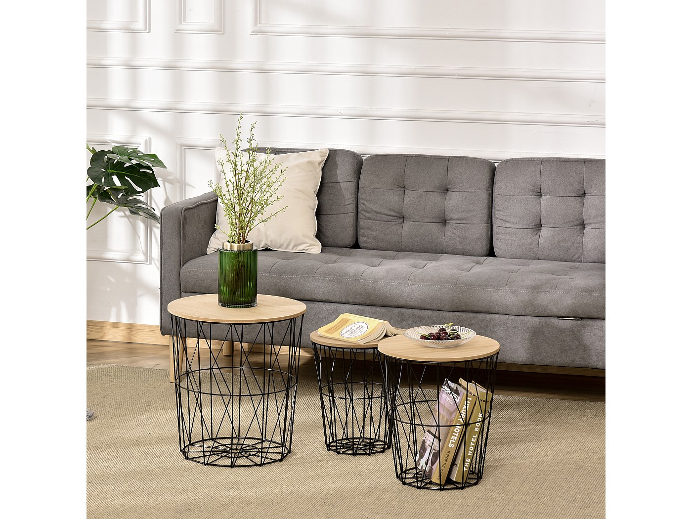 Lot de 3 tables basses gigognes tables d'appoint rondes encastrables ...