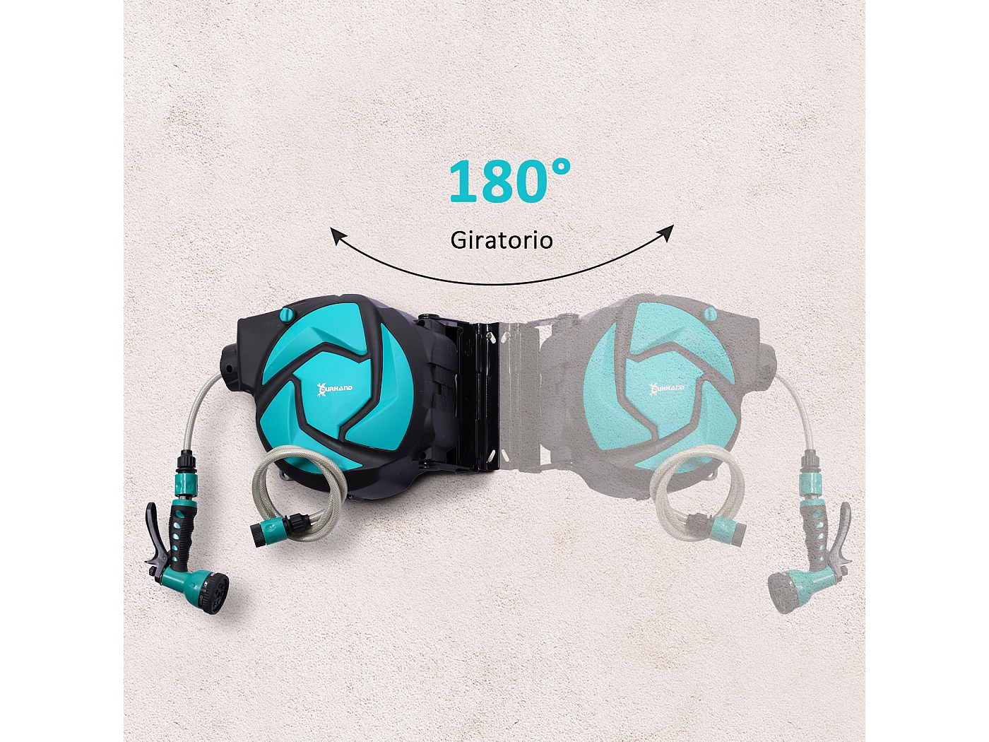 Carrete para manguera 28x14x34cm negro y verde 845-260