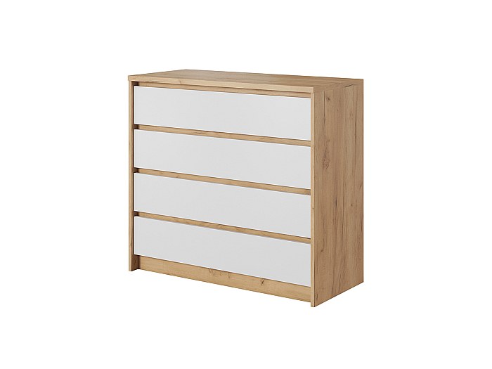 Commode 4 tiroirs Amber Blanc et Bois
