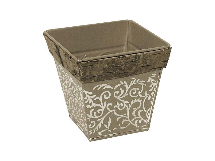 Cache pot en zinc et écorces