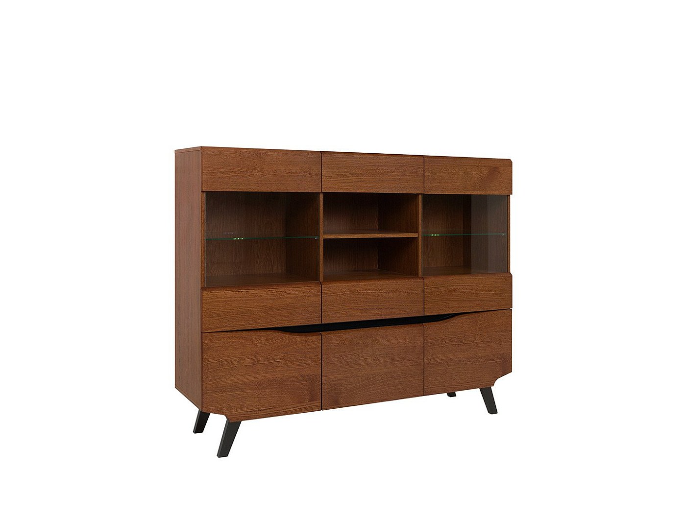 MASON - Vitrine triple style moderne salon/bureau - 162x130x42 - 5 ...