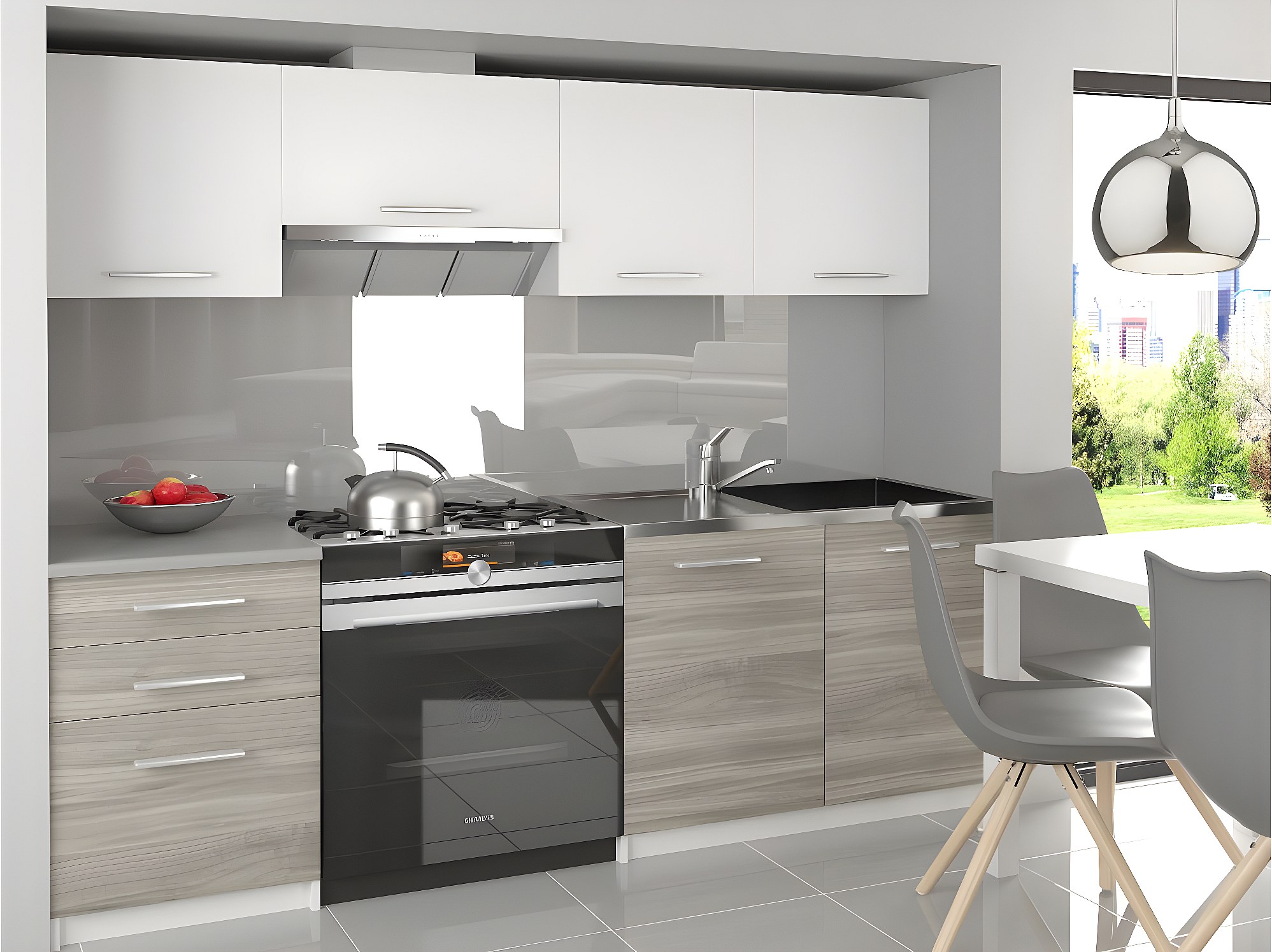 SCANDIK | Cuisine Complète Modulaire Linéaire L 180/120 cm 5 pcs | Plan ...