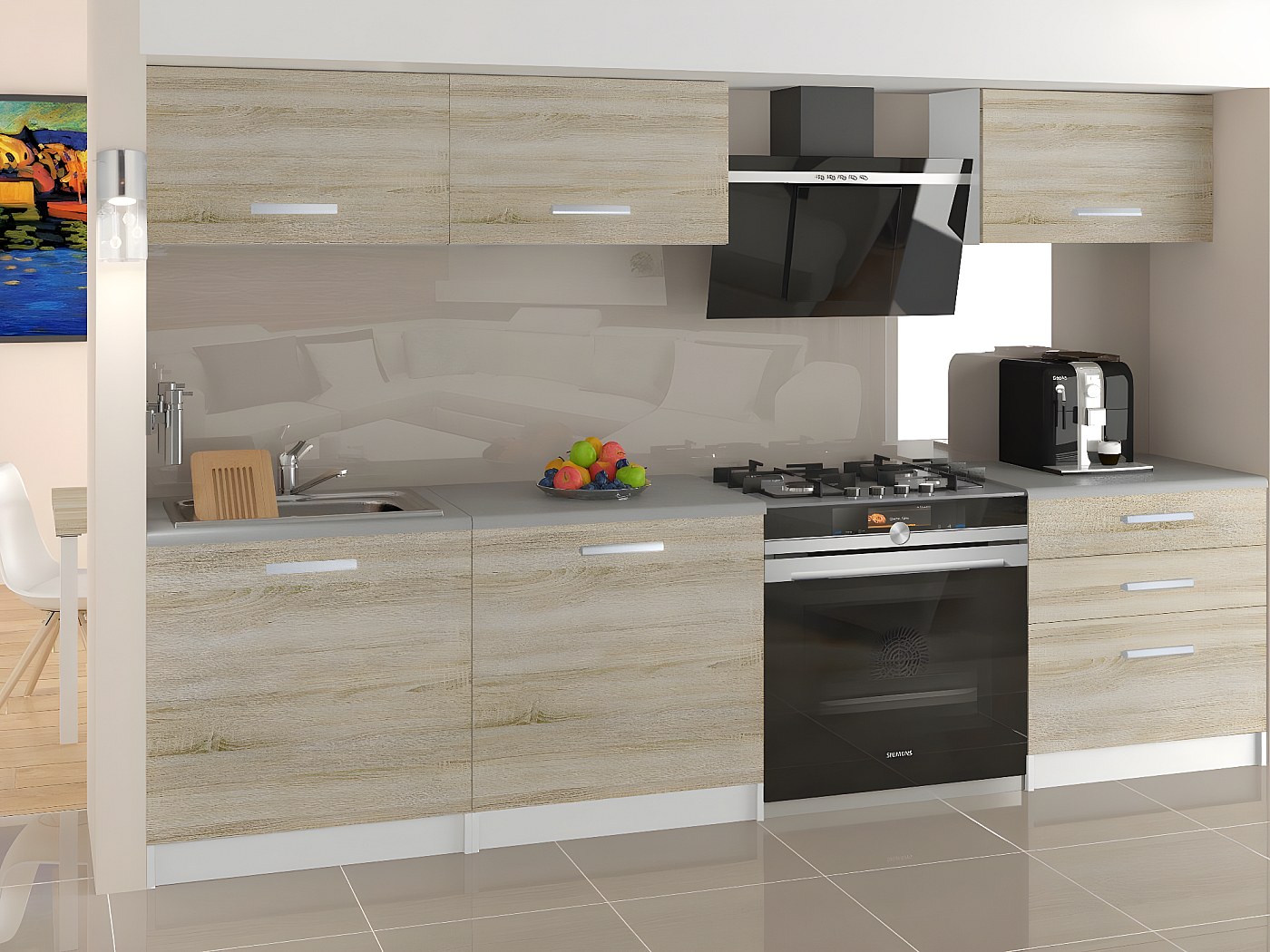 JORI | Cuisine Complète Modulaire Linéaire L 180cm 6 pcs | Plan de ...