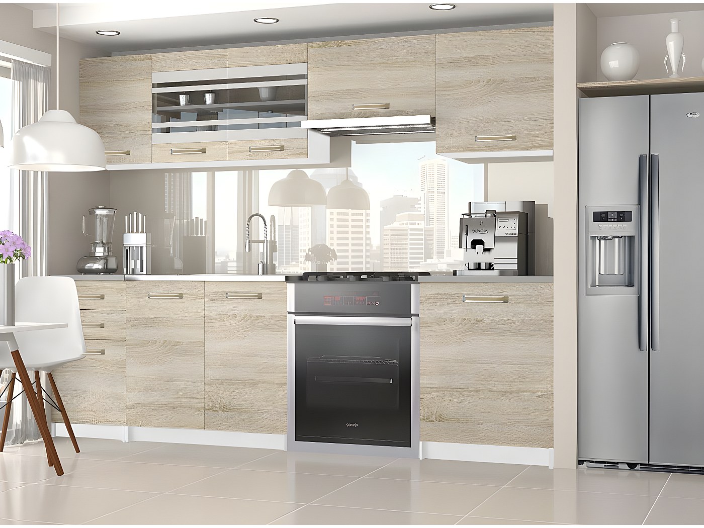 POLLEY | Cuisine Complète Modulaire Linéaire L 240/180cm 7 pcs | Plan ...