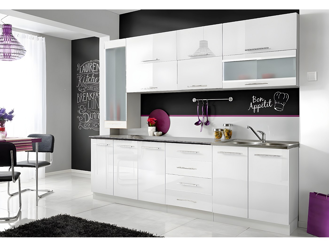 COVE S | Cucina Completa 8pz L 260 cm con Piano di Lavoro INCLUSO | Set ...