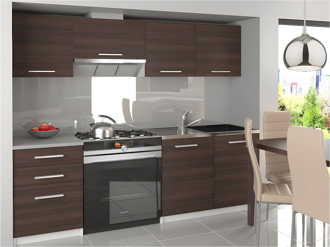 SCANDIK | Cuisine Complète Modulaire Linéaire L 180/120 cm 5 pcs | Plan ...