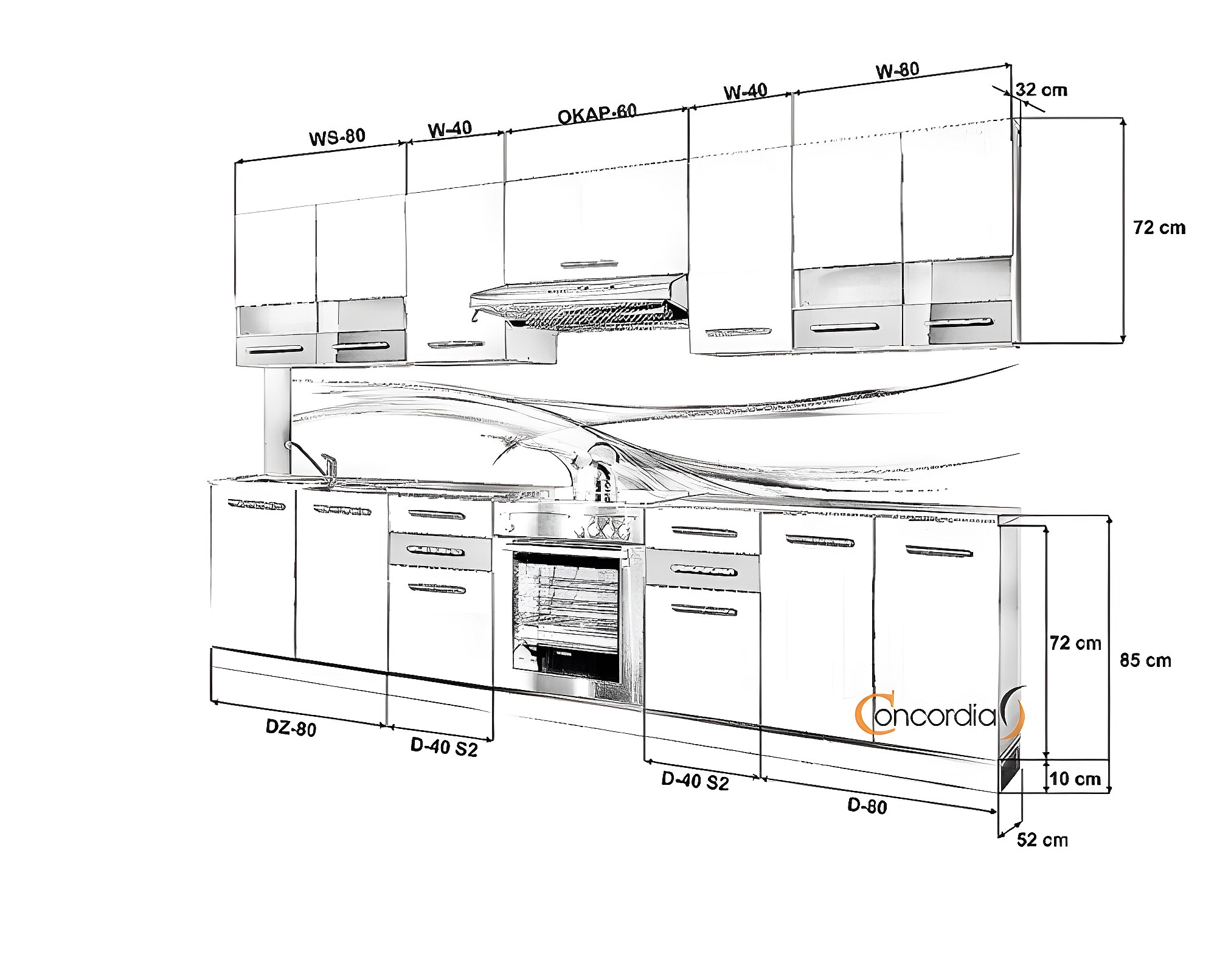 IONA | Cuisine Complète Linéaire L 3 m 9 pcs + Plan de travail INCLUS ...