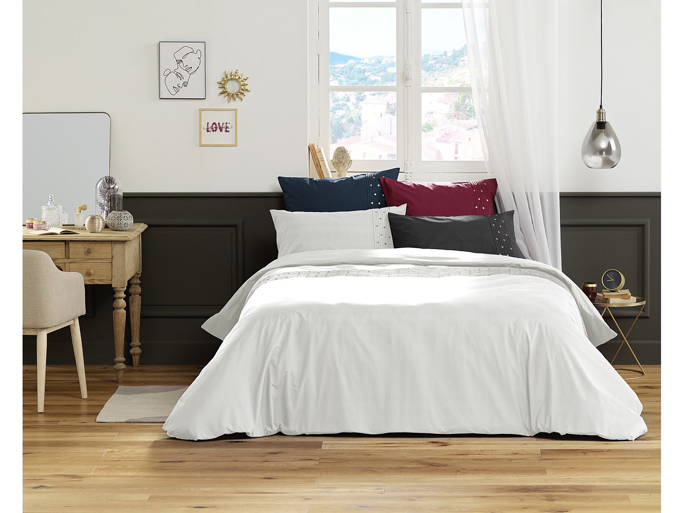 Housse de couette Agathe coco blanc 200x200cm