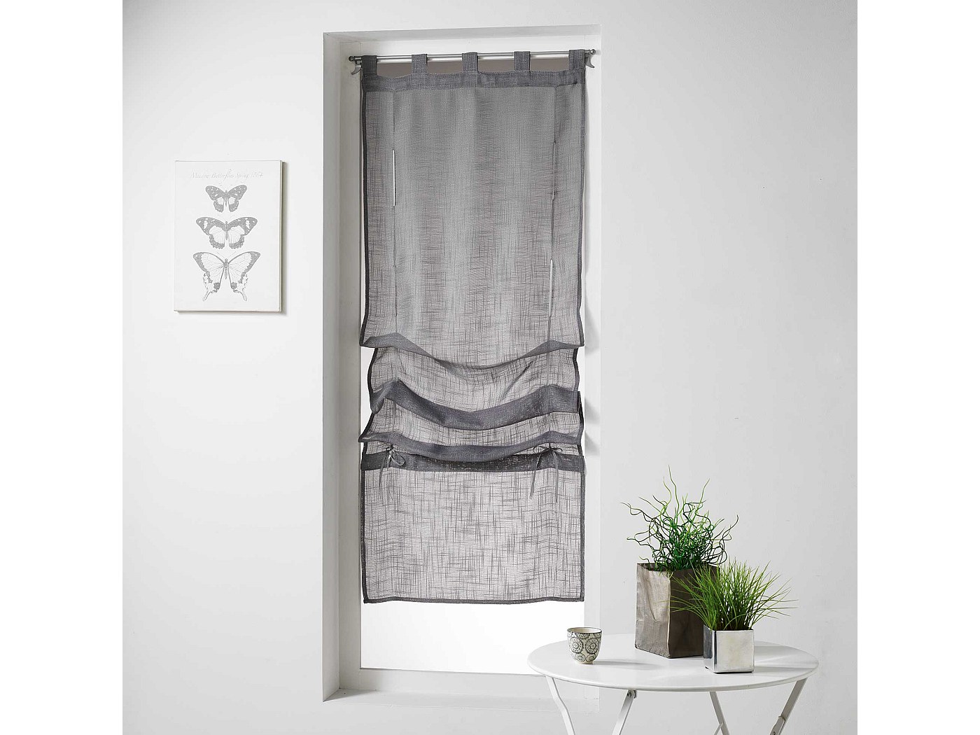 Rideau Store Voilage Haltonas gris 90x180cm