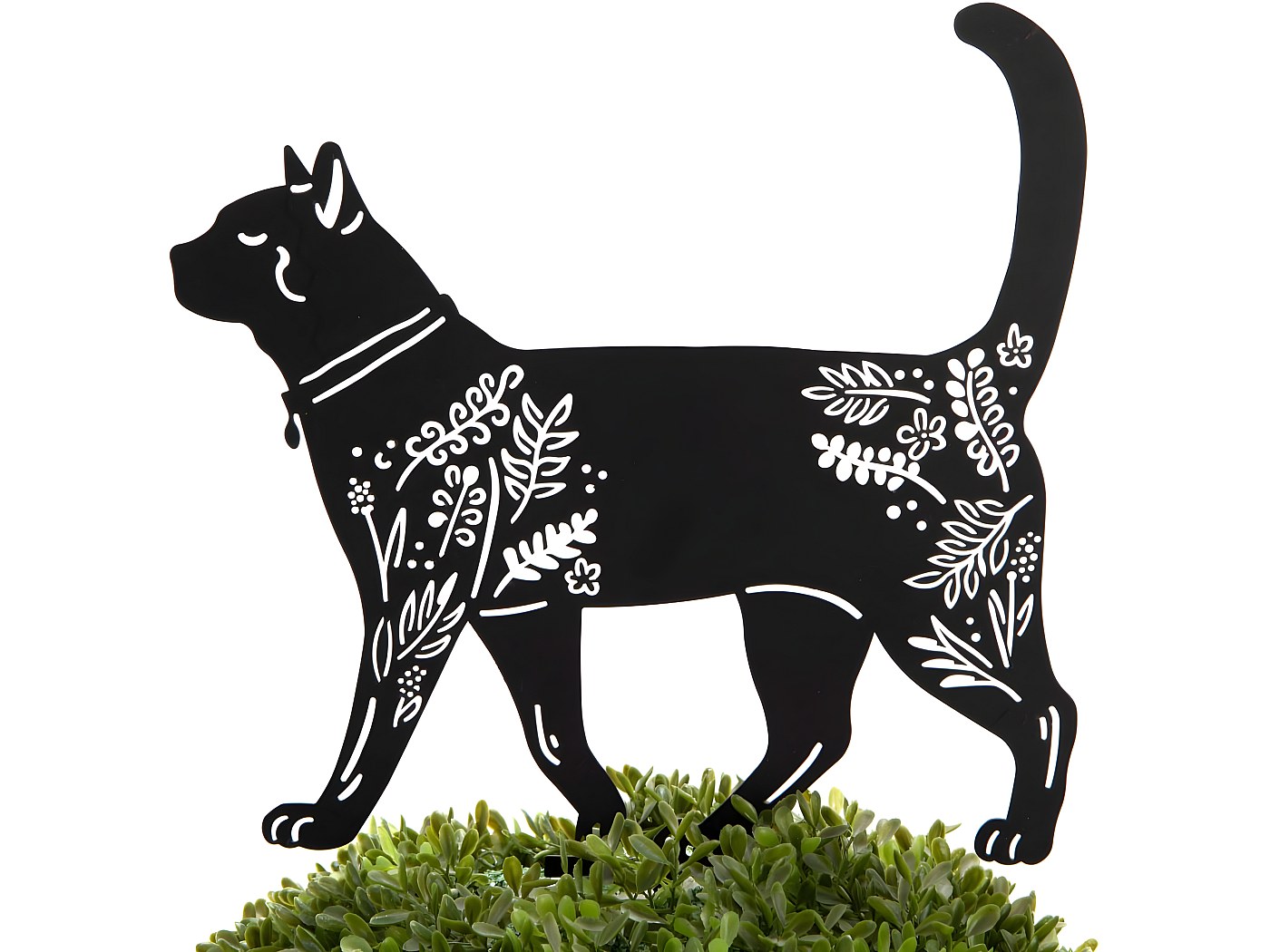 Chat décoratif en métal sur pic 1 chat