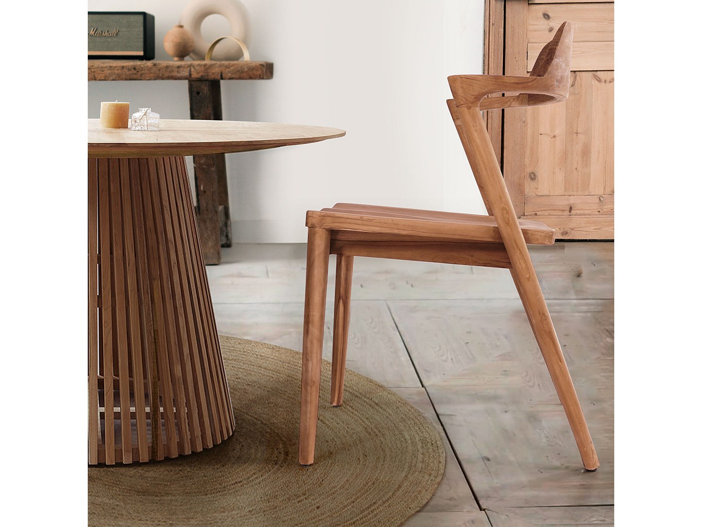 lot de 2 chaises design en bois massif de teck ADA