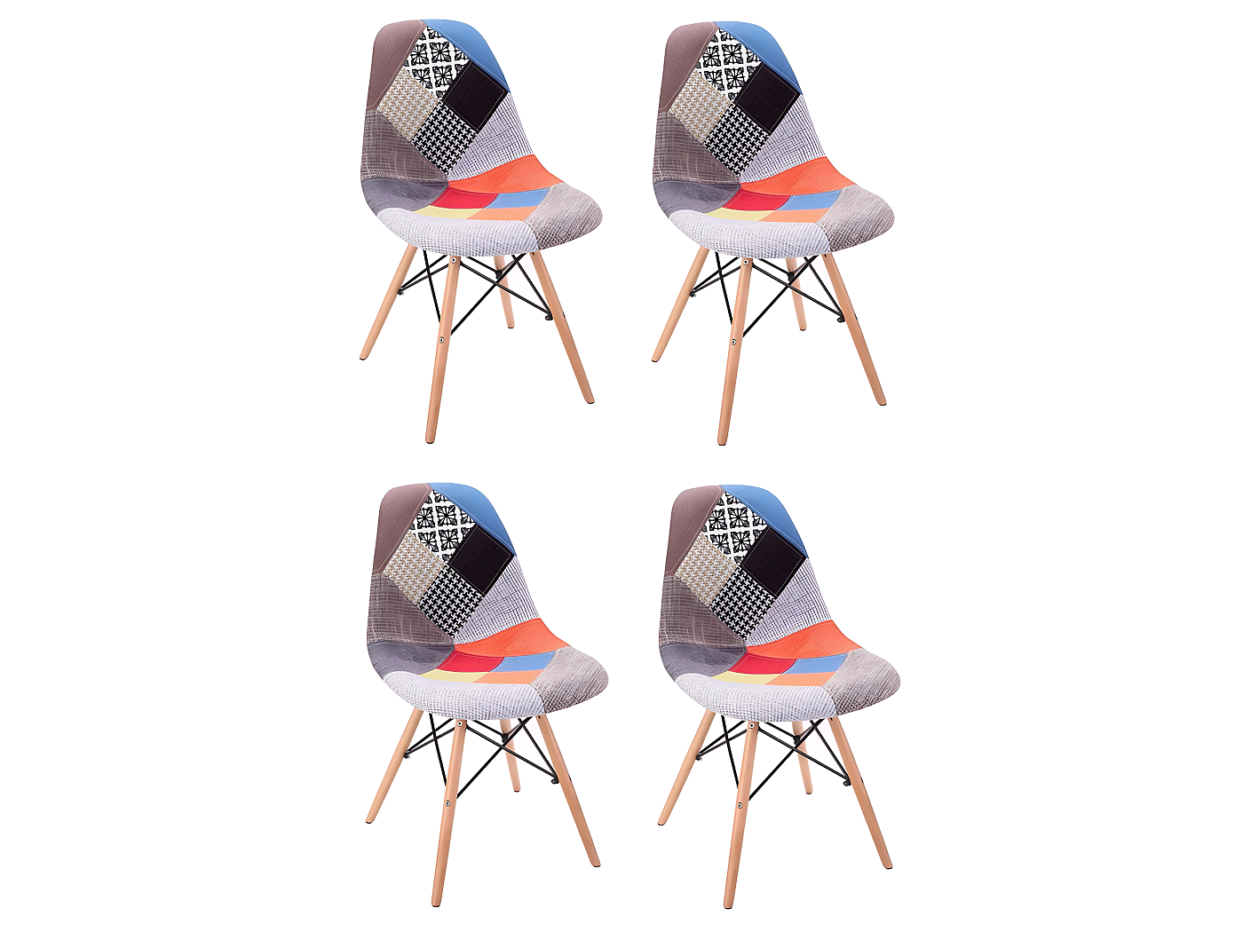 Lot de 4 chaises Patchwork Multicolores