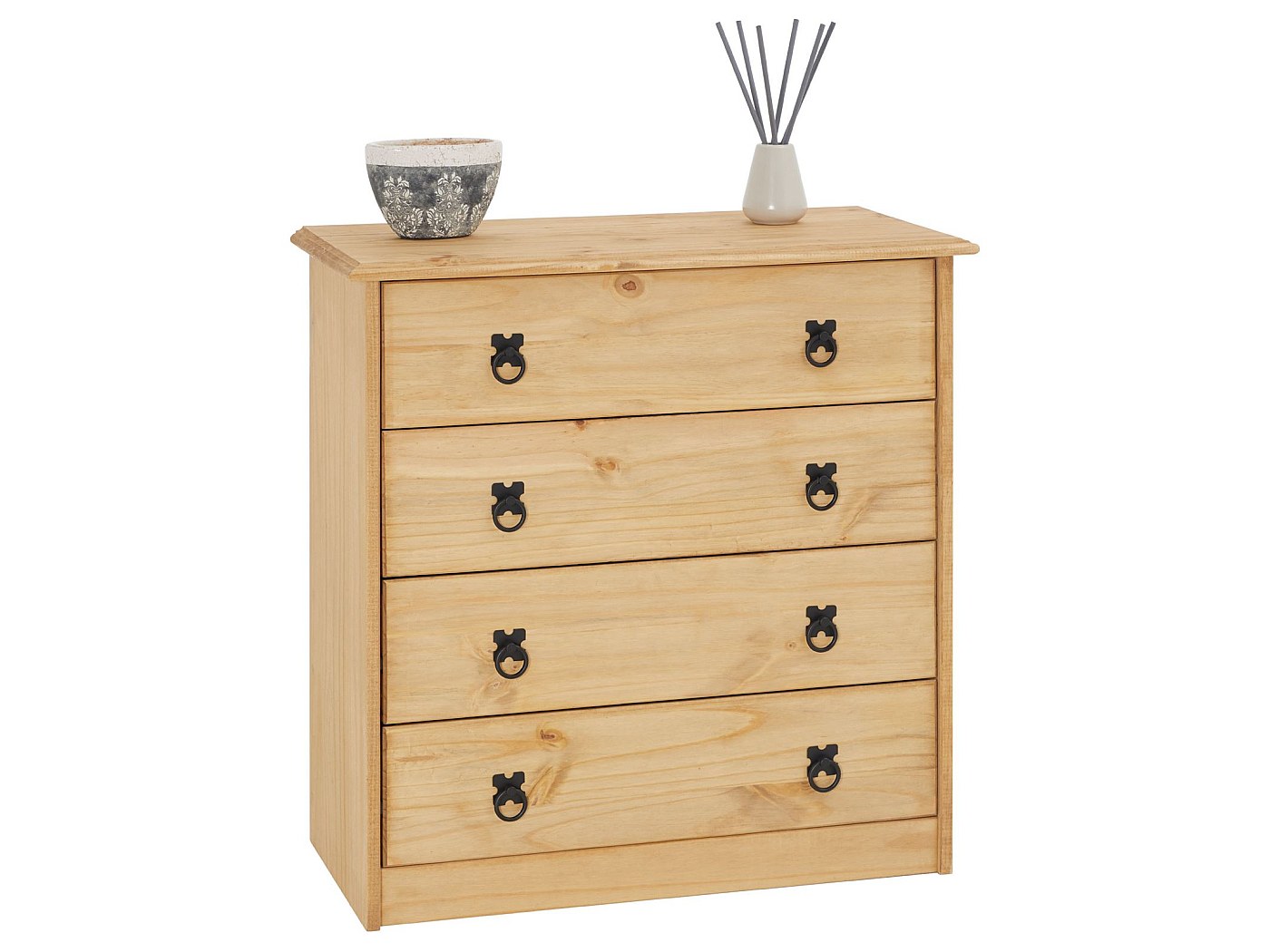 Commode en pin BARRIO 4 grands tiroirs buffet bahut vaisselier en bois ...