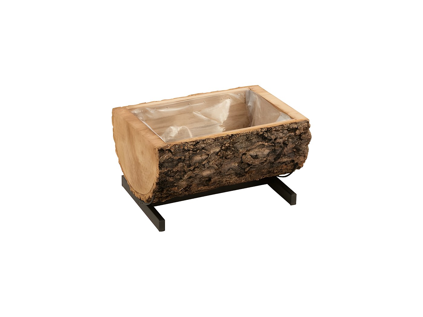 Halve boomstam bloempot op natuurhouten voet 40x31x18 cm