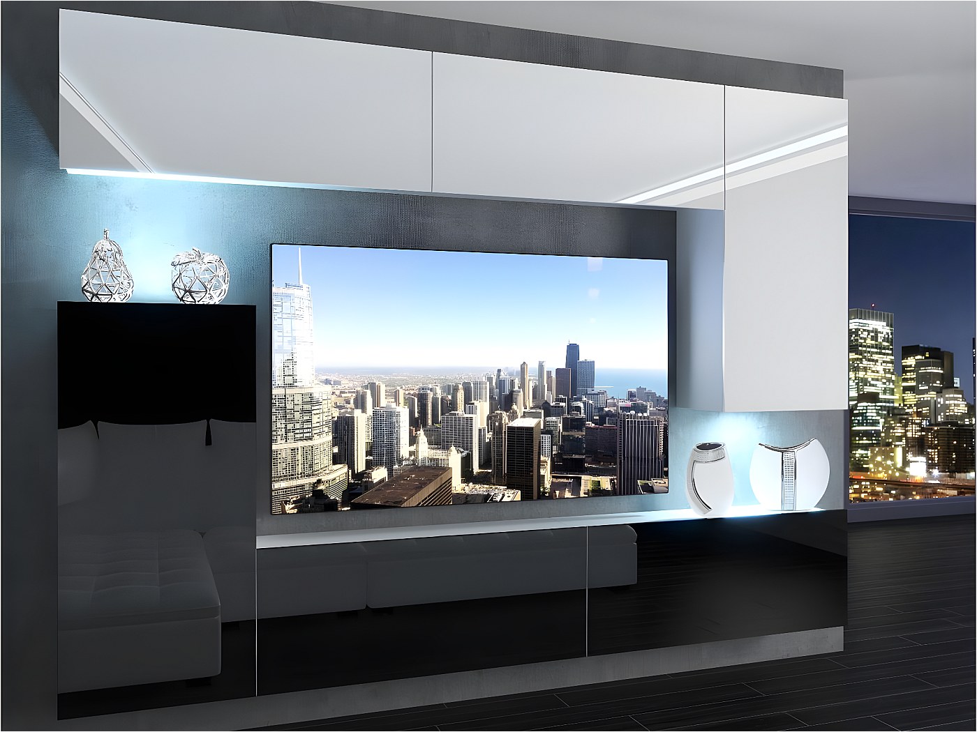SLIDE | TV + set di mobili LED | Pensile moderno | Larghezza 250 cm ...